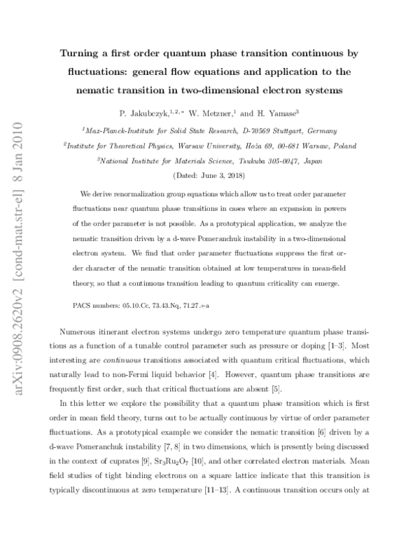 (PDF) Turning a First Order Quantum Phase Transition Continuous by Fluctuations: General Flow ...