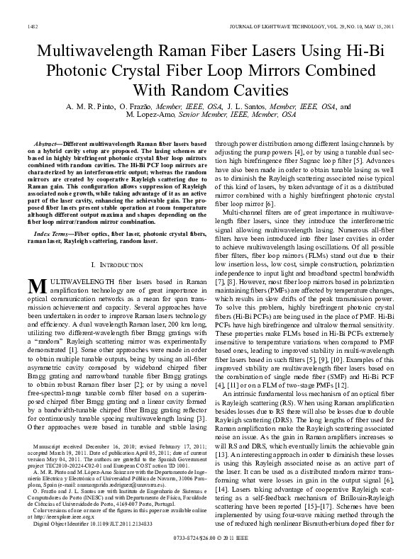 (PDF) Multiwavelength Raman Fiber Lasers Using Hi-Bi Photonic Crystal ...