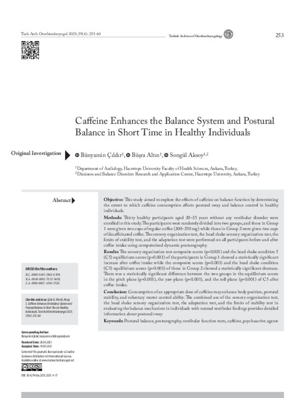 (PDF) Caffeine Enhances the Balance System and Postural Balance in ...