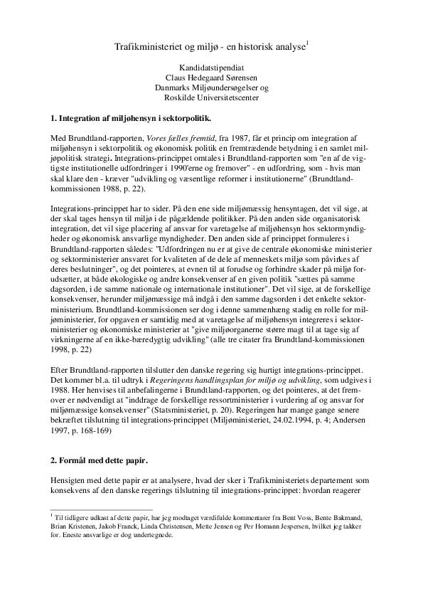 (PDF) Trafikministeriet og miljø - en historisk analyse | Claus ...