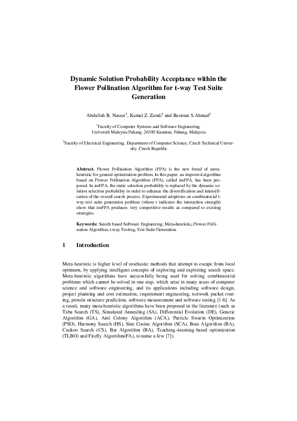 (PDF) Dynamic Solution Probability Acceptance Within the Flower Pollination Algorithm for ...