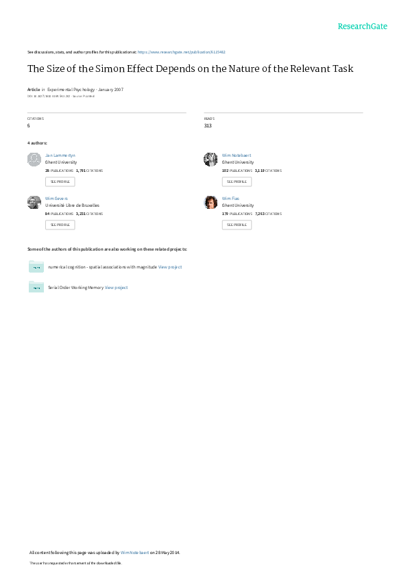 (PDF) The Size of the Simon Effect Depends on the Nature of the Relevant Task