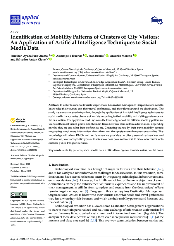 (PDF) Identification of Mobility Patterns of Clusters of City Visitors ...
