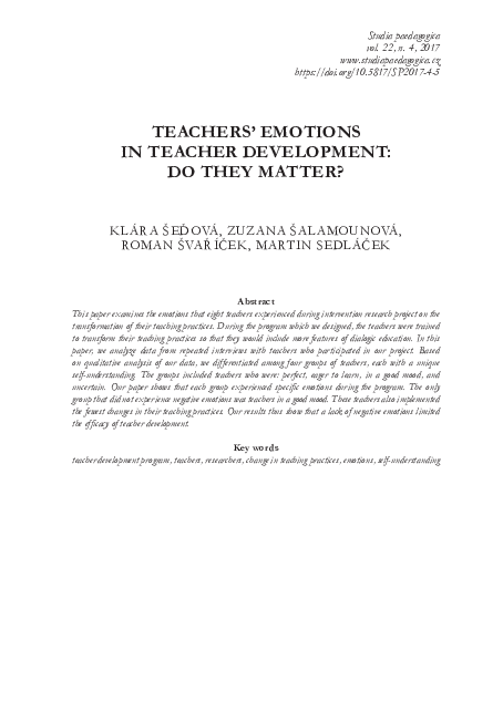 (PDF) Teachers’ Emotions in Teacher Development: Do They Matter ...