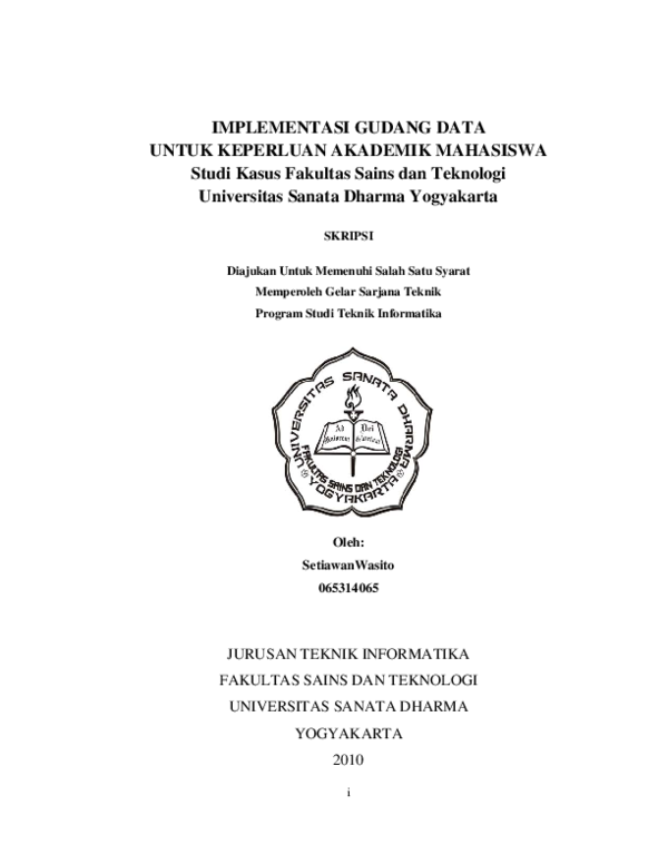 (PDF) Implementasi gudang data untuk keperluan akademik mahasiswa ...