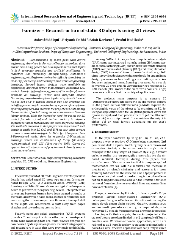 (PDF) Isomizer -Reconstruction of static 3D objects using 2D views