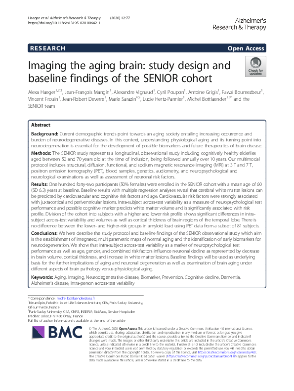 (PDF) Imaging the aging brain: study design and baseline findings of ...
