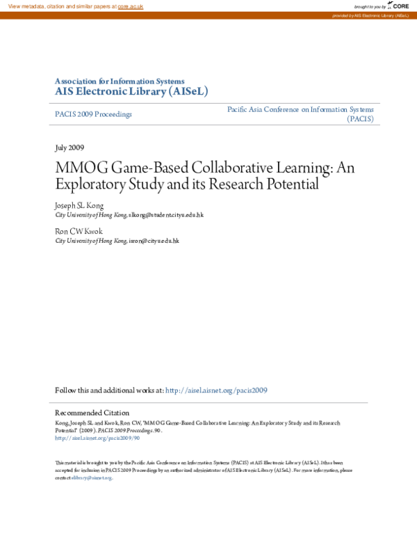 (PDF) MMOG Game-Based Collaborative Learning: An Exploratory Study and ...