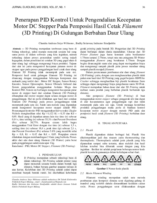 (PDF) Penerapan PID Kontrol Untuk Pengendalian Kecepatan Motor DC ...