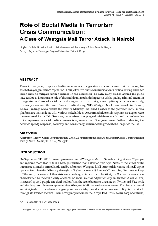 (PDF) Role of Social Media in Terrorism Crisis Communication
