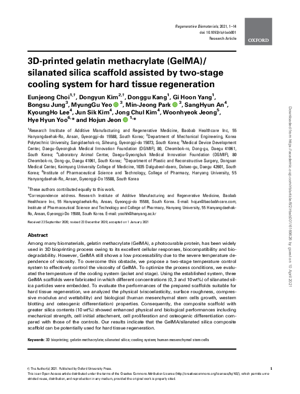 (PDF) 3D-printed gelatin methacrylate (GelMA)/silanated silica scaffold ...
