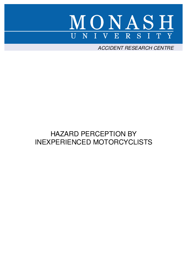 (PDF) Hazard Perception by Inexperienced Motorcyclists