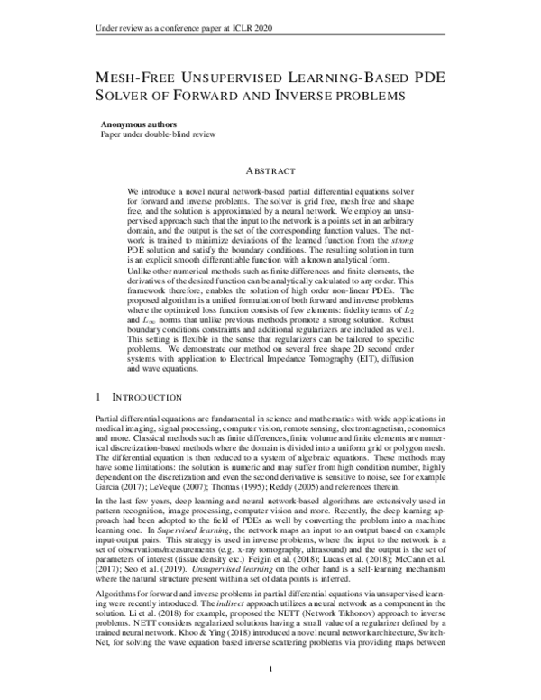 Pdf Mesh Free Neural Network Solver For Pdes Forward And Inverse 