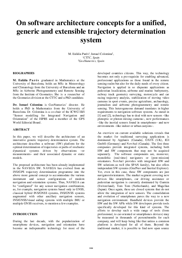 (PDF) On Software Architecture Concepts For A Unified, Generic And Extensible Trajectory ...