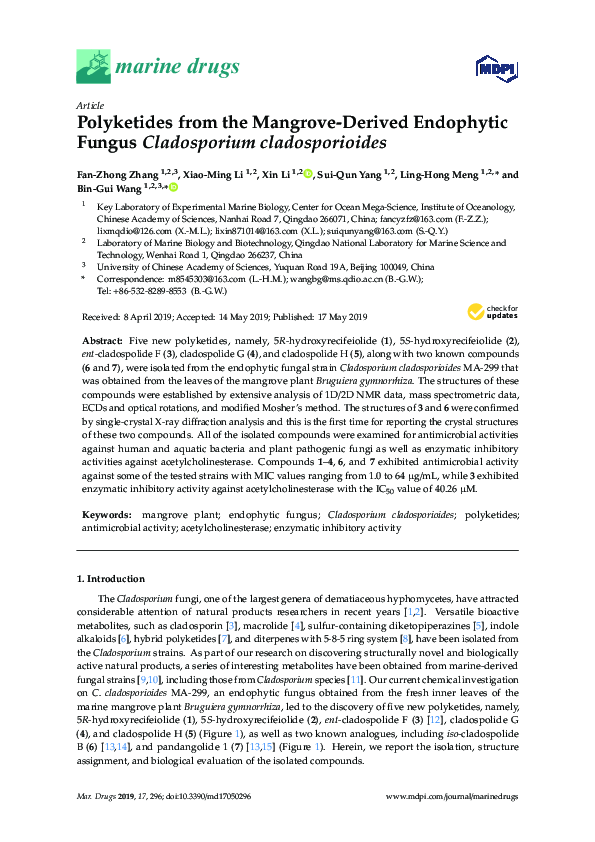 (PDF) Polyketides from the mangrove-derived endophytic fungus Acremonium strictum