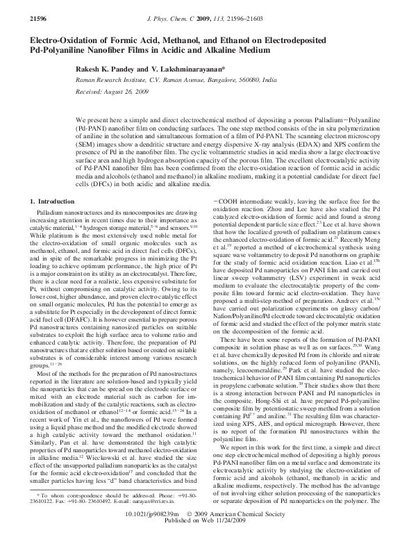 (PDF) Electro-Oxidation of Formic Acid, Methanol, and Ethanol on Electrodeposited Pd-Polyaniline ...