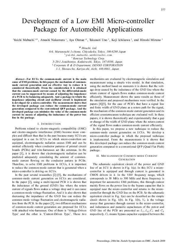 (PDF) Development of a Low EMI Micro-controller Package for Automobile ...