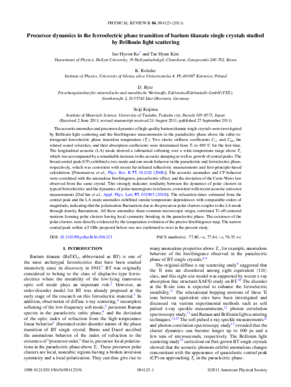 (PDF) Anisotropy of the hole drift mobility in barium titanate | Daniel ...