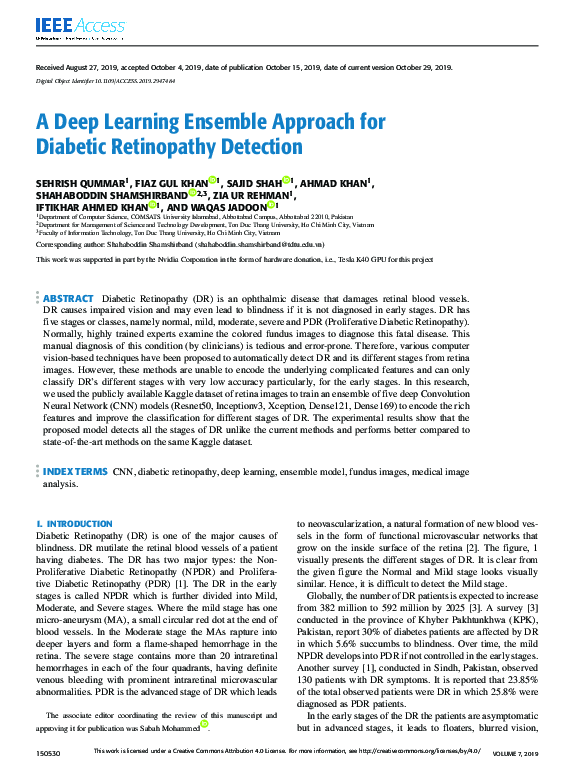 (PDF) A Deep Learning Ensemble Approach for Diabetic Retinopathy Detection