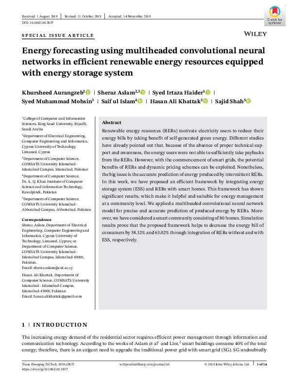 Pdf Energy Forecasting Using Multiheaded Convolutional Neural