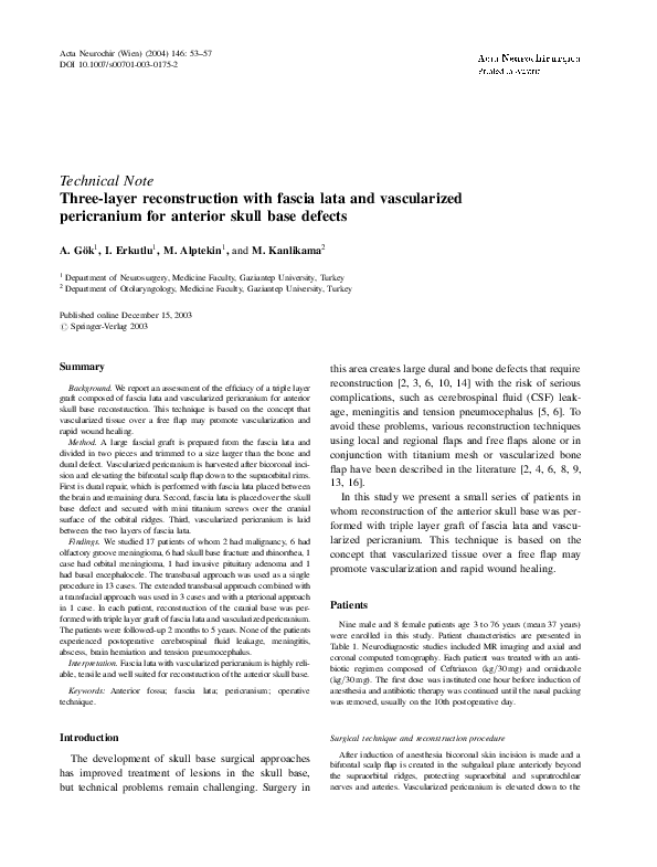 (PDF) Three-layer reconstruction with fascia lata and vascularized pericranium for anterior ...