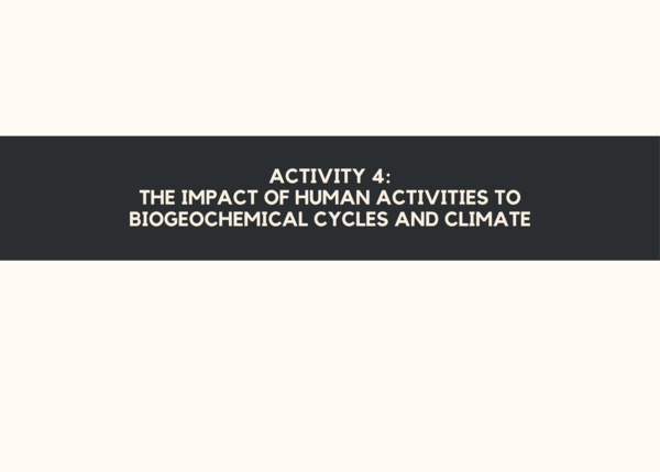 (PDF) ACTIVITY 4: THE IMPACT OF HUMAN ACTIVITIES TO BIOGEOCHEMICAL ...
