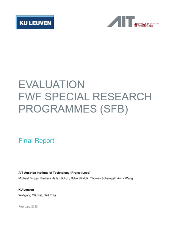 (PDF) Evaluation FWF Special Research Programmes (SFB)