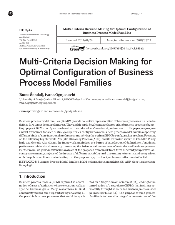 (PDF) Multi-Criteria Decision Making for Optimal Configuration of ...
