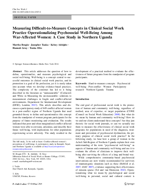(PDF) Measuring Difficult-to-Measure Concepts in Clinical Social Work ...