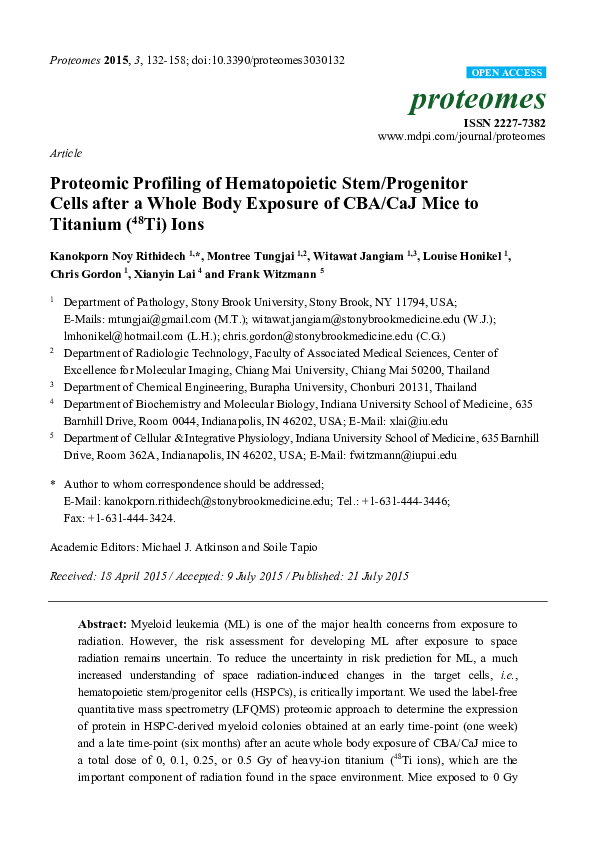 (PDF) Article Proteomic Profiling of Hematopoietic Stem/Progenitor ...
