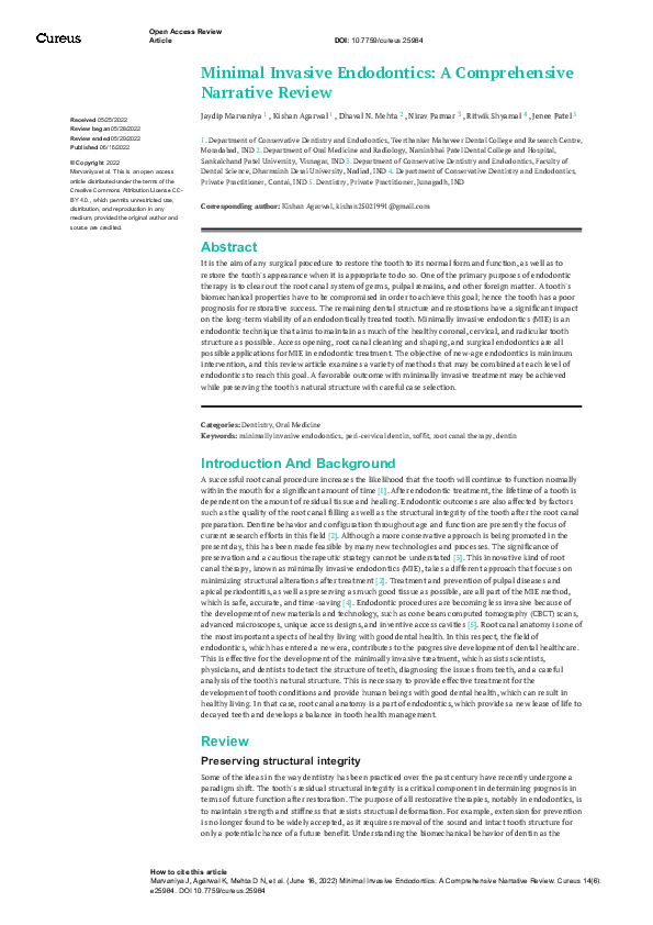(PDF) Minimal Invasive Endodontics: A Comprehensive Narrative Review