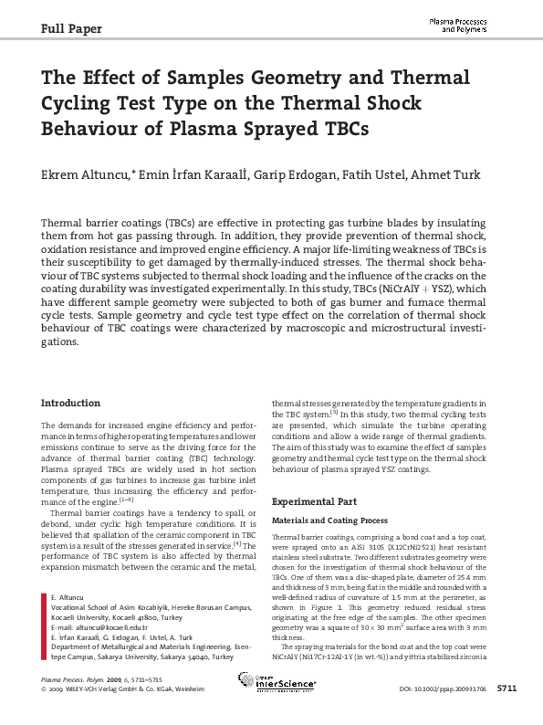 (PDF) The Effect of Samples Geometry and Thermal Cycling Test Type on ...