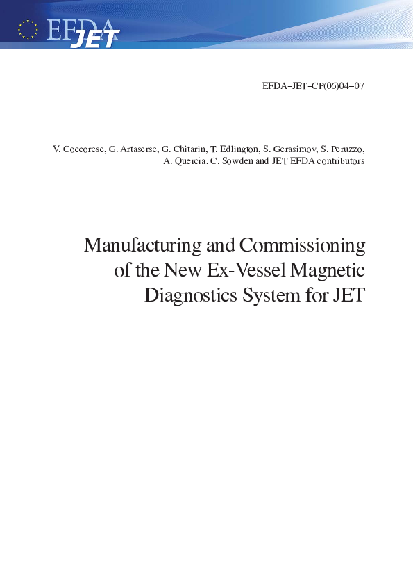 (PDF) Manufacturing and commissioning of the new Ex-Vessel magnetic ...