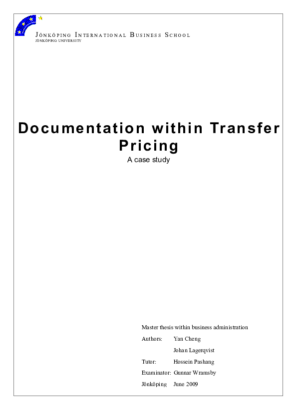 (PDF) Documentation within Transfer Pricing : A case study