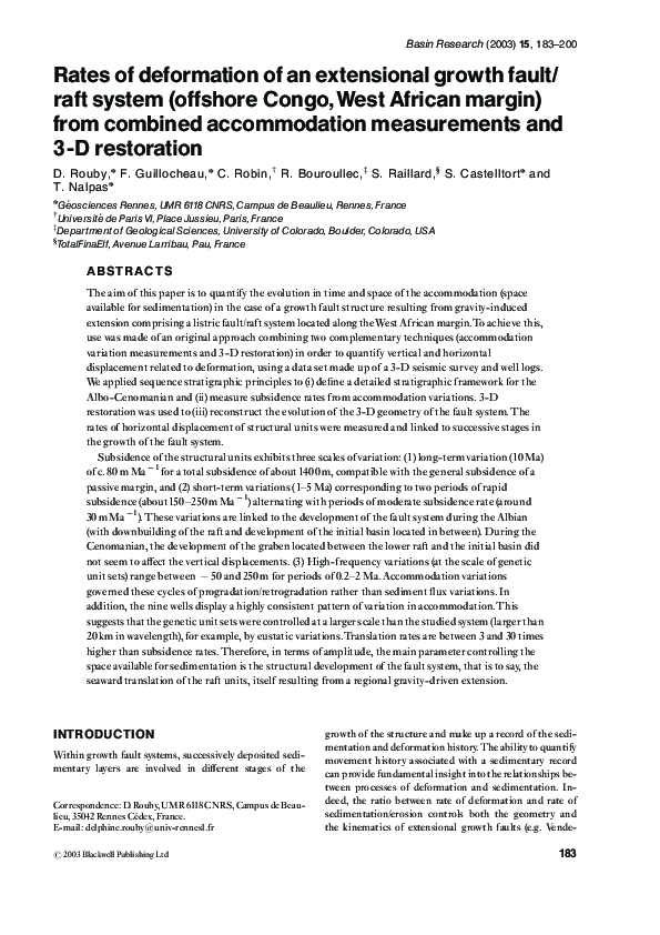 (PDF) Rates of deformation of an extensional growth fault/raft system ...