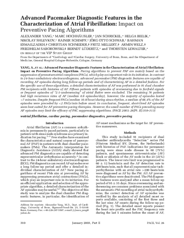 (PDF) Advanced Pacemaker Diagnostic Features in the Characterization of ...