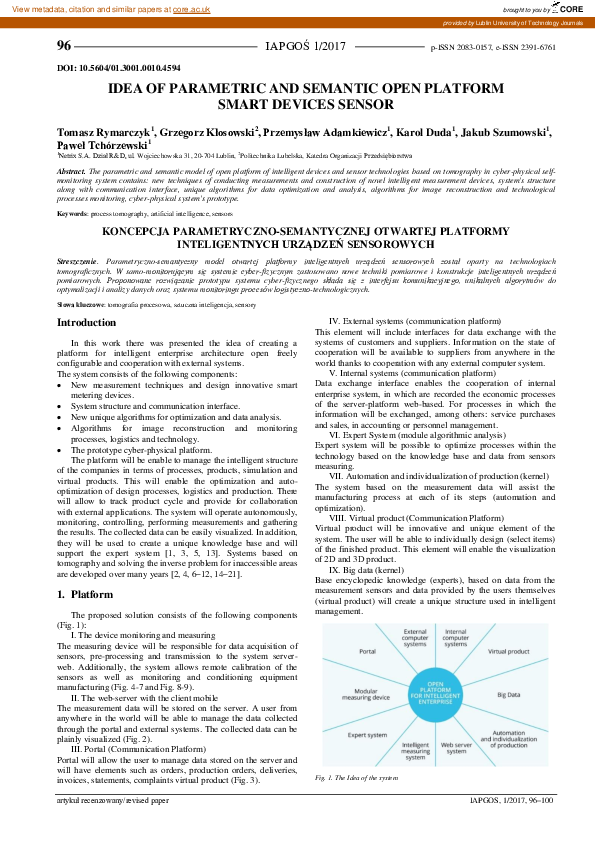 (PDF) Idea of Parametric and Semantic Open Platform Smart Devices Sensor
