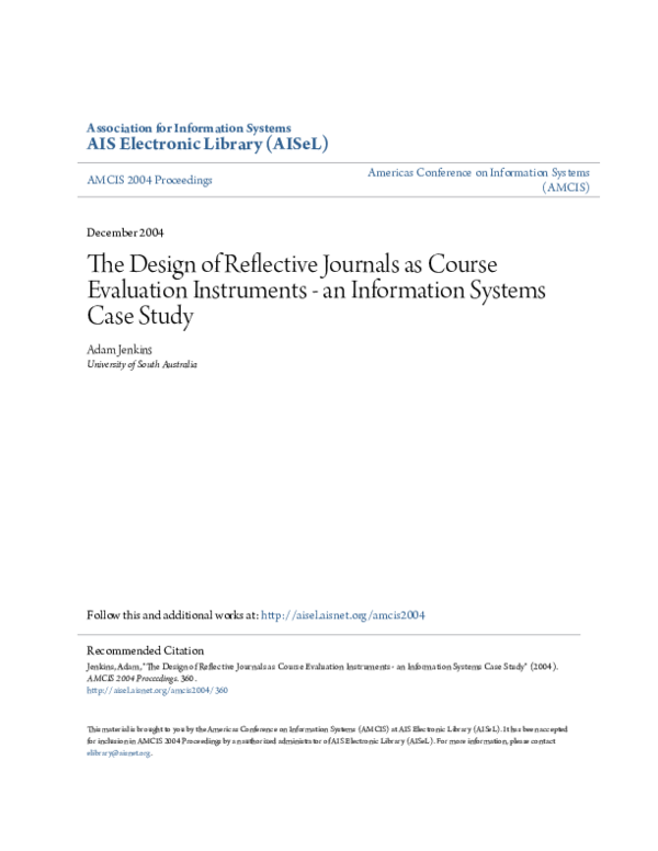 (PDF) The Design of Reflective Journals as Course Evaluation Instruments - an Information ...