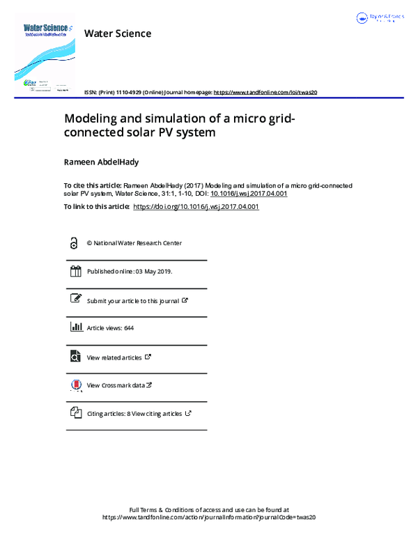 Pdf Modeling And Simulation Of A Micro Grid Connected Solar Pv System 7510