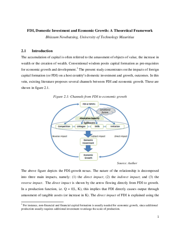 (PDF) FDI, domestic investment and economic growth: a theoretical framework