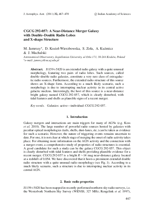 (PDF) CGCG 292-057: A Near-Distance Merger Galaxy with Double–Double ...