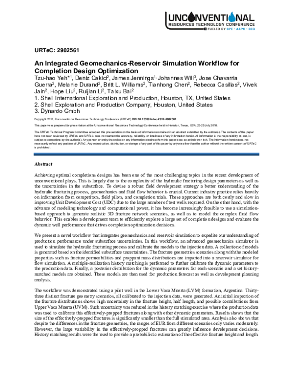 (PDF) An Integrated Geomechanics-Reservoir Simulation Workflow for ...