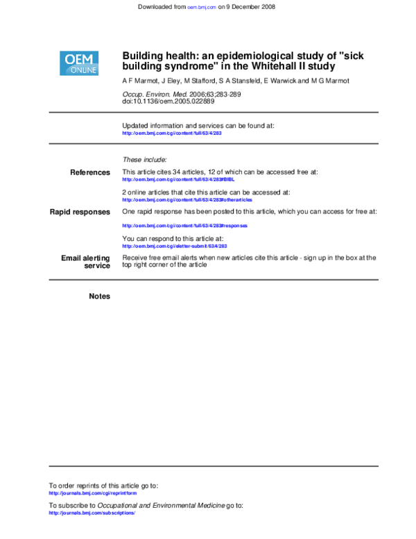 (PDF) Building health: an epidemiological study of "sick building ...
