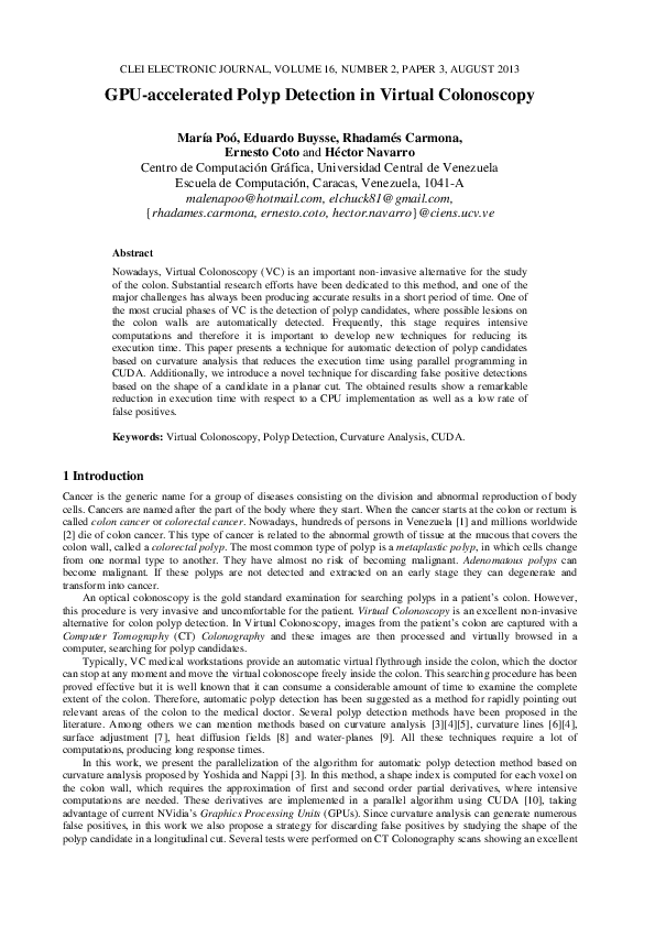 (PDF) GPU-accelerated Polyp Detection in Virtual Colonoscopy
