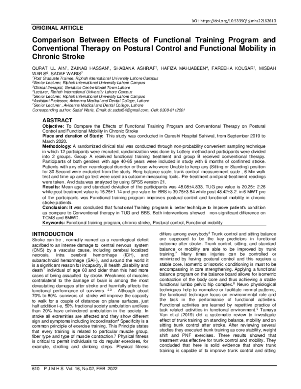 Pdf Comparison Between Effects Of Functional Training Program And