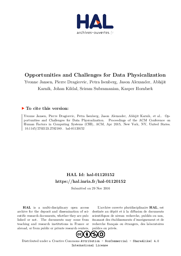 (PDF) Opportunities and Challenges for Data Physicalization