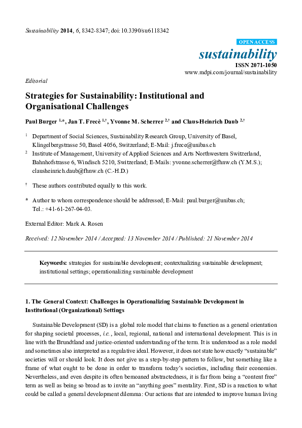 (PDF) 1. The General Context: Challenges in Operationalizing Sustainable Development in