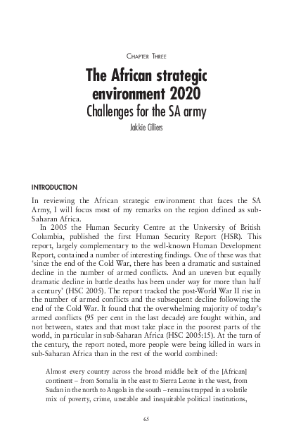 (PDF) The African Strategic Environment 2020 Challenges for the SA Army