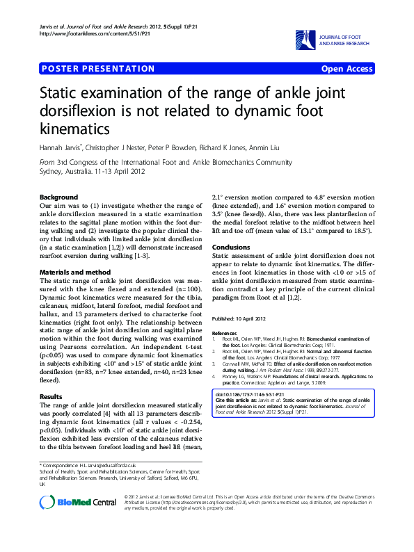 (PDF) Static examination of the range of ankle joint dorsiflexion is ...