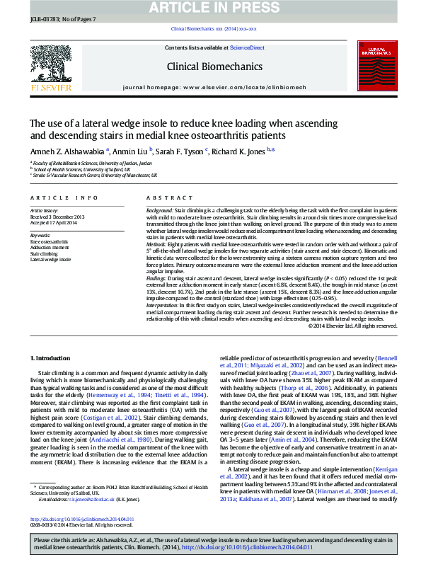 (PDF) The use of a lateral wedge insole to reduce knee loading when ...